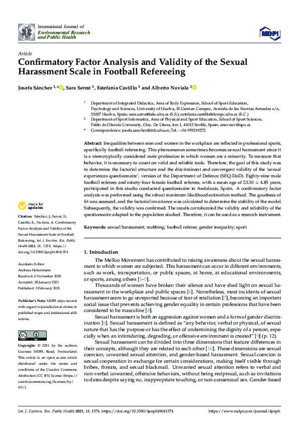 (PDF) Confirmatory Factor Analysis and Validity of the Sexual Harassment Scale in Football ...