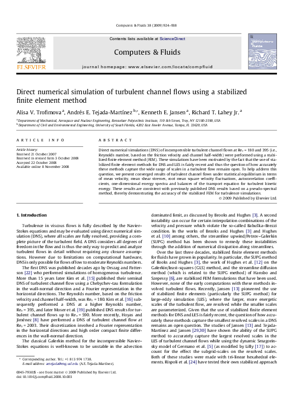 (PDF) The direct numerical simulation of a turbulent channel flow with analyses of the database