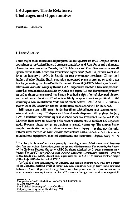 (PDF) US-Japanese Trade Relations: Challenges and Opportunities