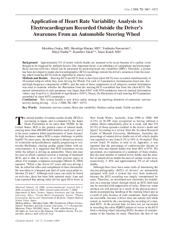 (PDF) Application of Heart Rate Variability Analysis to ...