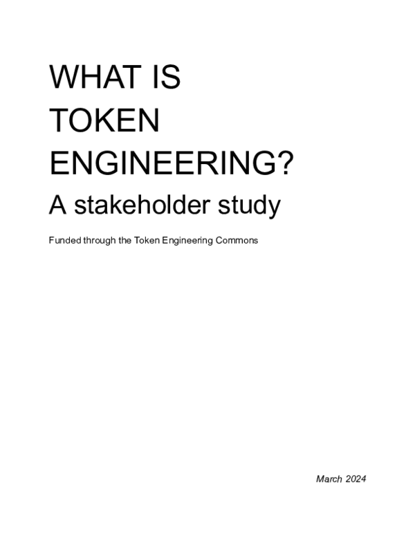(PDF) What is Token Engineering A Stakeholder Study