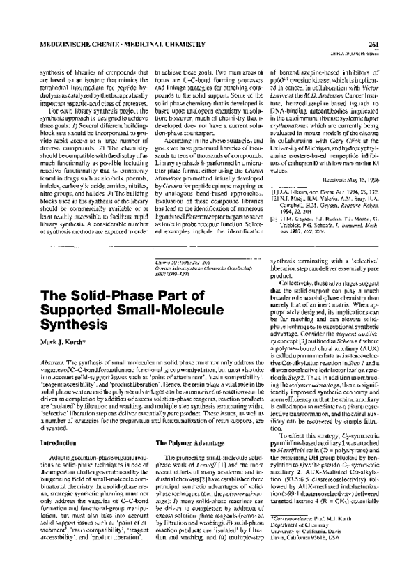 (PDF) The Solid-Phase Part of Supported Small-Molecule Synthesis