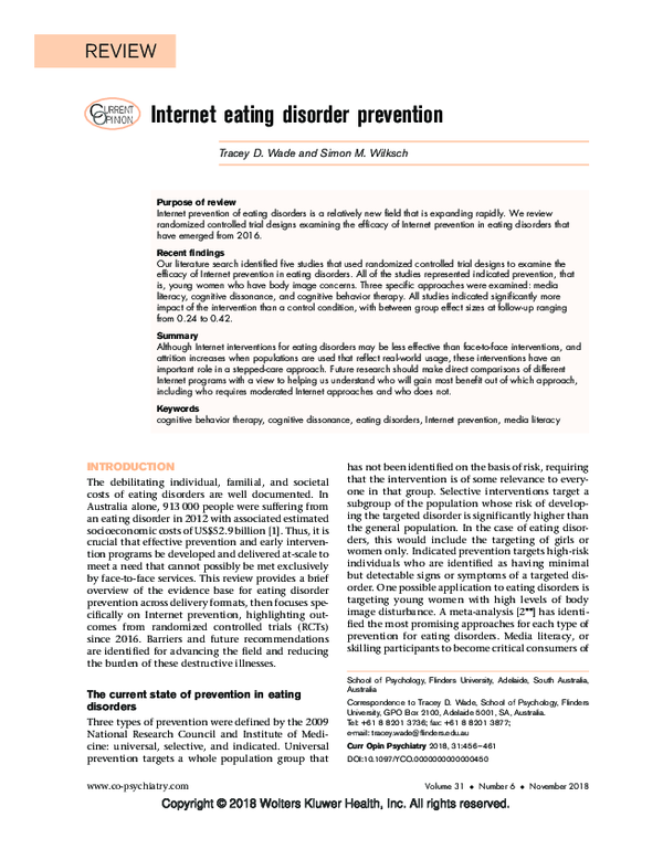 (PDF) Internet eating disorder prevention