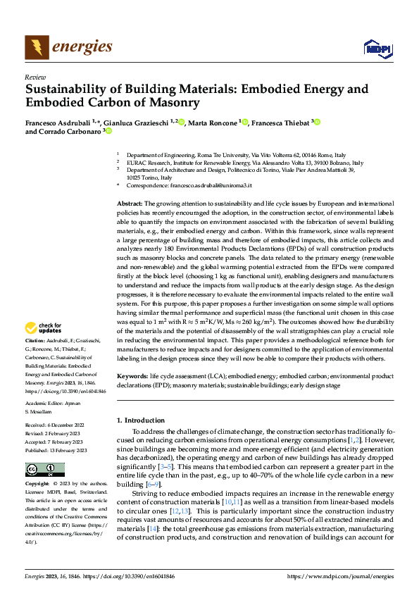 (PDF) Sustainability of Building Materials: Embodied Energy and ...