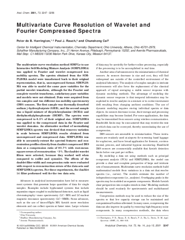 (PDF) Multivariate Curve Resolution of Wavelet and Fourier Compressed Spectra