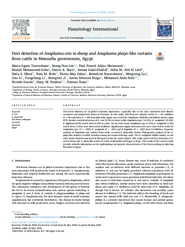 (PDF) First detection of Anaplasma ovis in sheep and Anaplasma platys ...