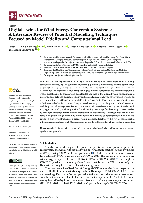 (PDF) Digital Twins for Wind Energy Conversion Systems: A Literature ...