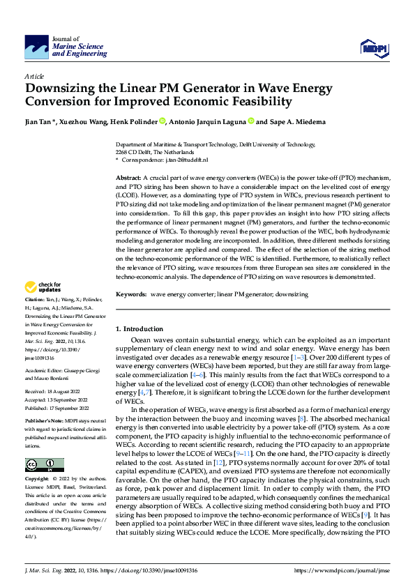 (PDF) Downsizing the Linear PM Generator in Wave Energy Conversion for ...