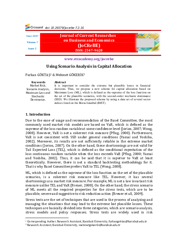 (PDF) Using Scenario Analysis in Capital Allocation