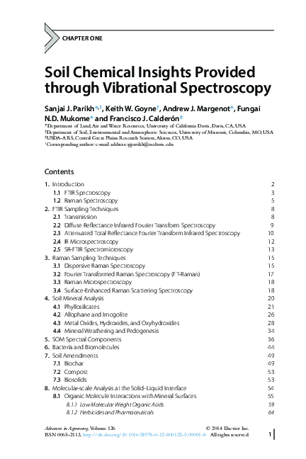 (PDF) Soil Chemical Insights Provided through Vibrational Spectroscopy