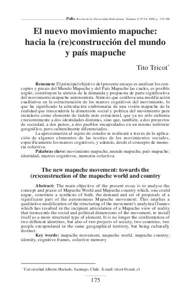 (PDF) The new mapuche movement: towards the (re)construction of the ...