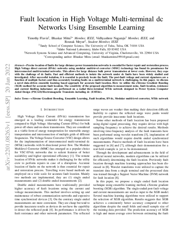 (PDF) Fault location in High Voltage Multi-terminal dc Networks Using Ensemble Learning ...