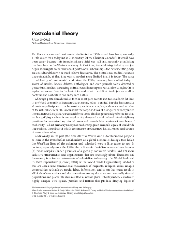 (PDF) Postcolonial Theory
