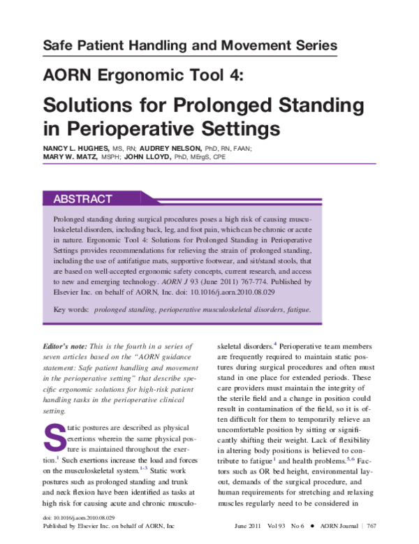 (PDF) AORN Ergonomic Tool 4: Solutions for Prolonged Standing in ...