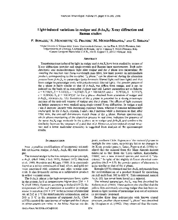 (PDF) Light-induced variations in realgar and beta -As4S4; X-ray ...