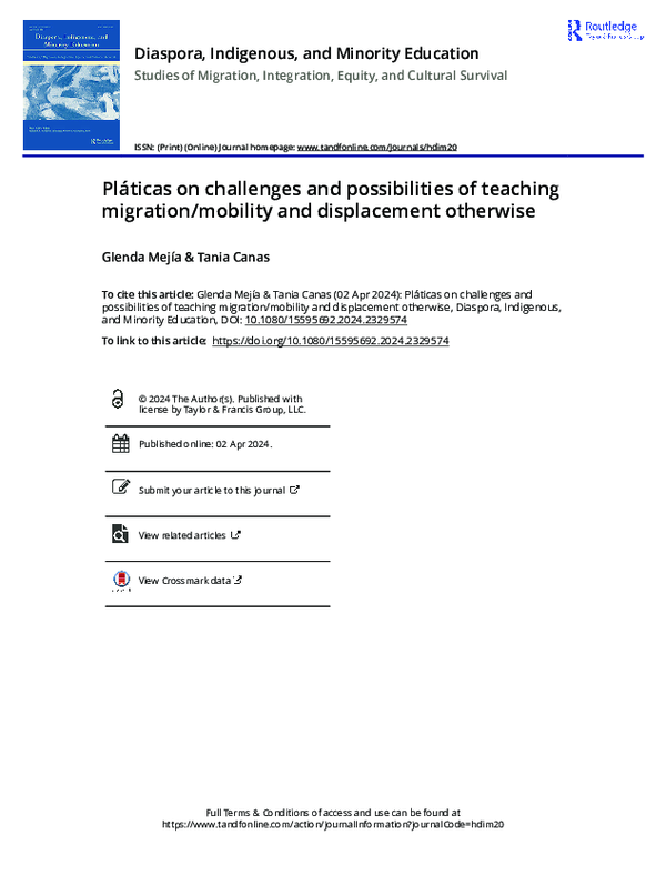 (PDF) Pláticas on challenges and possibilities of teaching migration/mobility and displacement ...