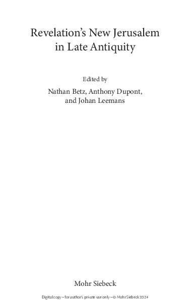 (PDF) “Revelation 20 and 21 and the New Jerusalem according to ...