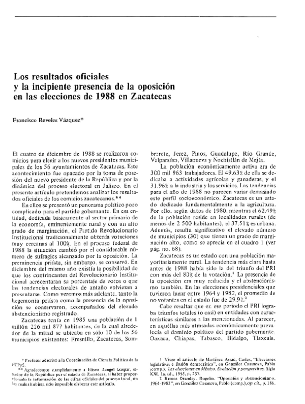 (PDF) Los resultados oficiales y la incipiente presencia de la ...
