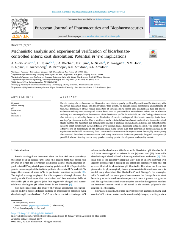 (PDF) Mechanistic analysis and experimental verification of bicarbonate ...