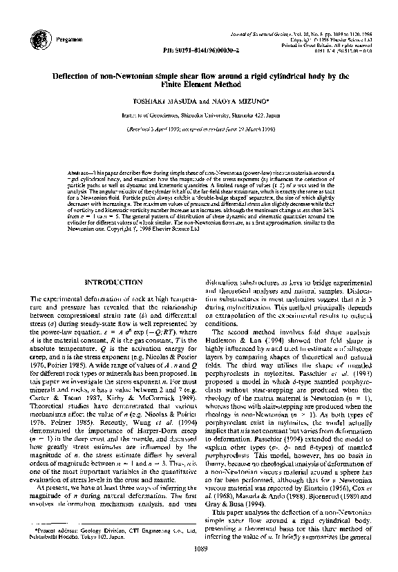 (PDF) Deflection of non-Newtonian simple shear flow around a rigid ...
