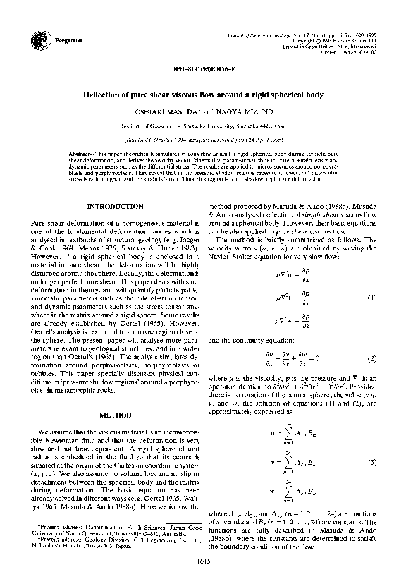 (PDF) Deflection of pure shear viscous flow around a rigid spherical body