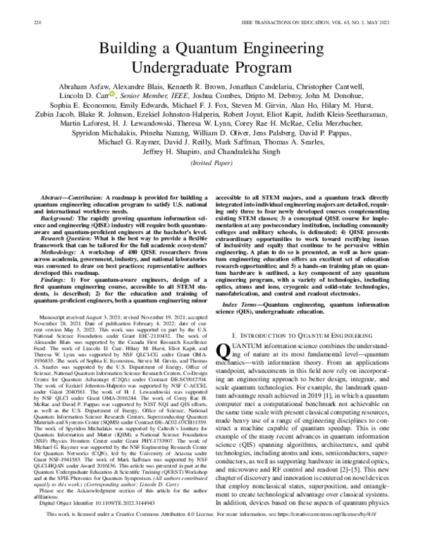 (PDF) Building a Quantum Engineering Undergraduate Program