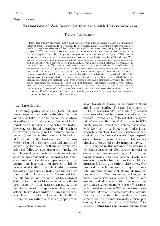 (PDF) Evaluations of Web Server Performance with Heavy-tailedness | takuo nakashima - Academia.edu