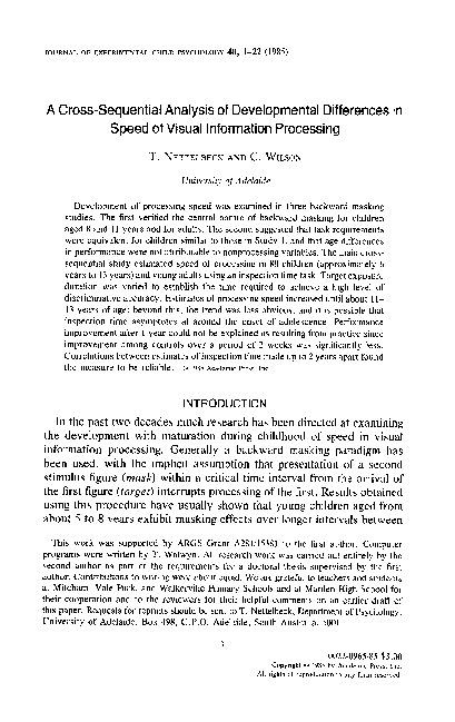 (PDF) Cross-Sequential Study on Visual Processing Speed in Children