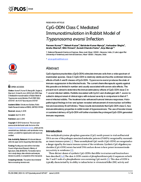 (PDF) CpG-ODN Class C Mediated Immunostimulation in Rabbit Model of ...