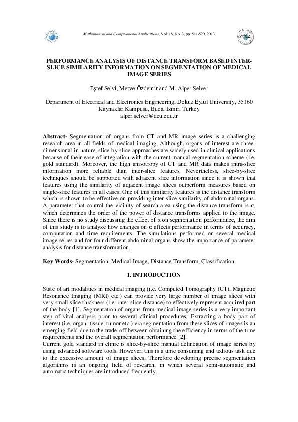 (PDF) Performance Analysis of Distance Transform Based Inter-Slice Similarity Information on ...