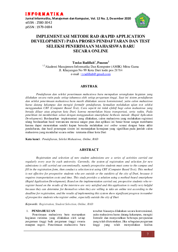 (PDF) Implementasi Metode RAD (Rapid Application Development) Pada ...