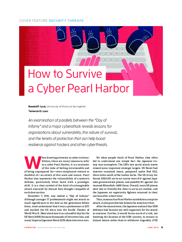 (PDF) How to Survive a Cyber Pearl Harbor