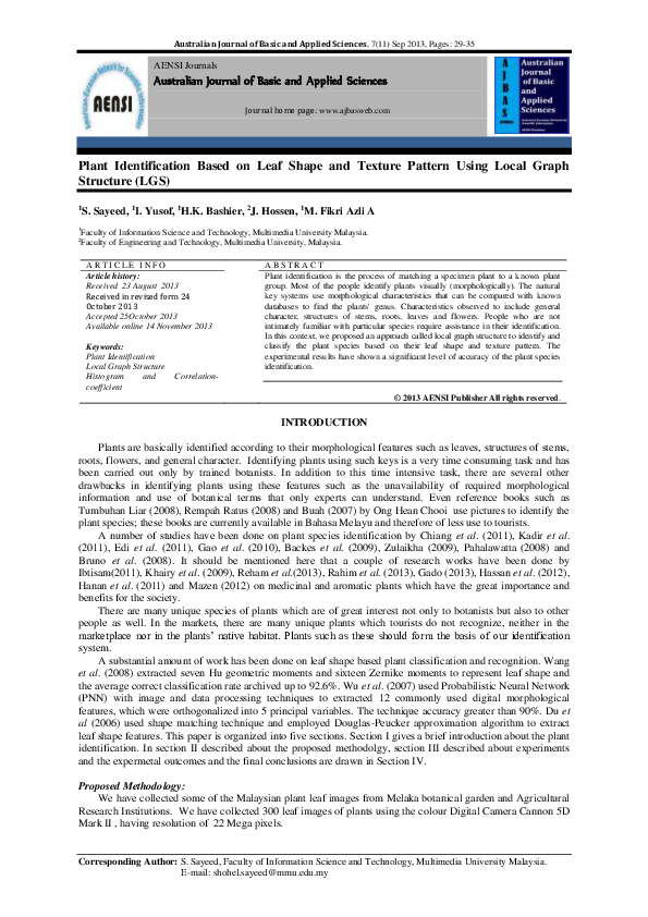 (PDF) Plant identification based on leaf shape and texture pattern ...