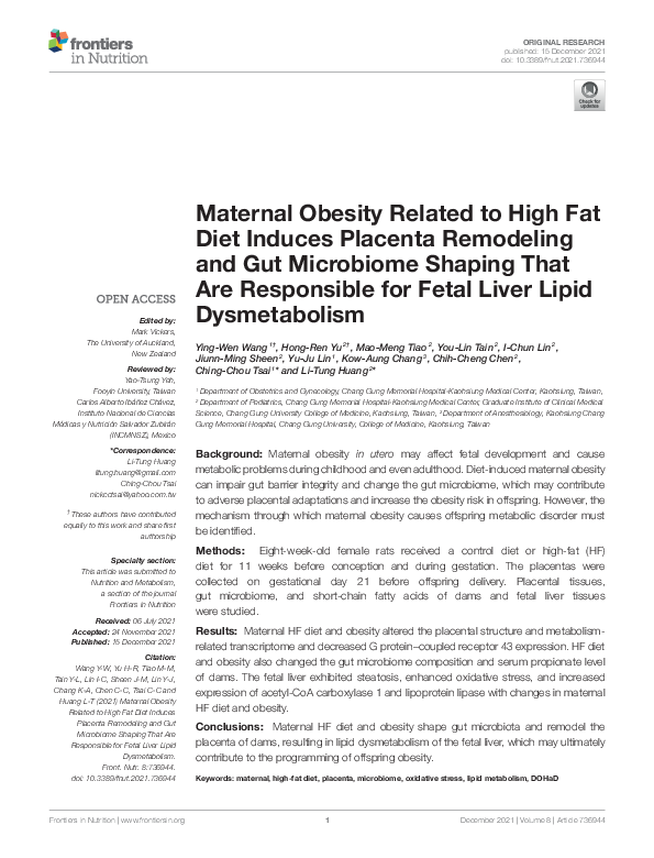 (PDF) Maternal Obesity Related to High Fat Diet Induces Placenta ...