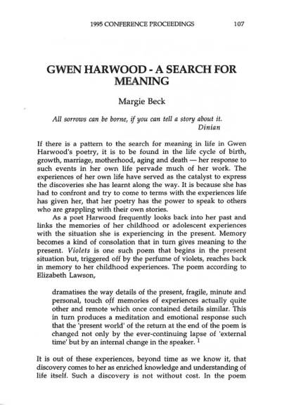 (PDF) Gwen Harwood's Poetry and Life's Meaning