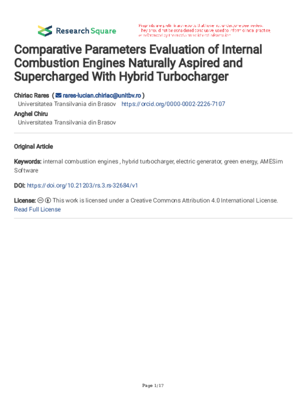 (PDF) Comparative Parameters Evaluation of Internal Combustion Engines ...
