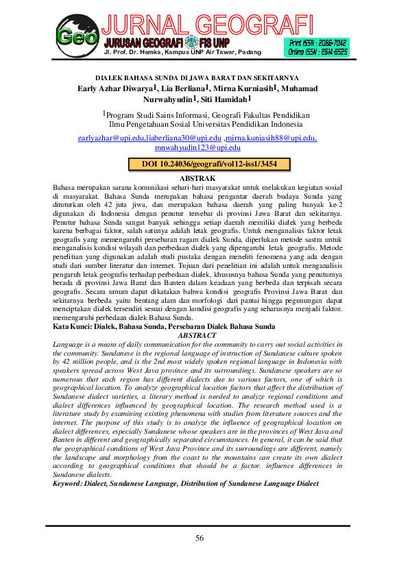 (PDF) Pengaruh Kondisi Dan Letak Geografis Terhadap Persebaran Dialek ...