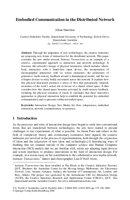 (PDF) Embodied Communication in the Distributed Network