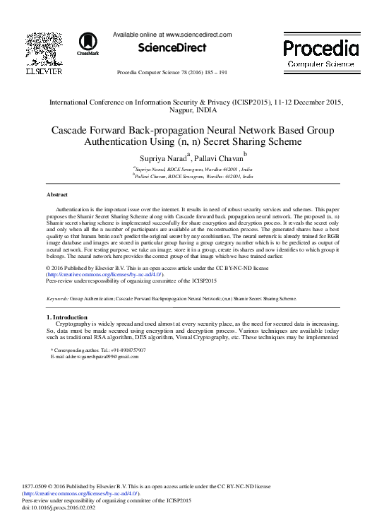 Pdf Cascade Forward Back Propagation Neural Network Based Group Authentication Using N N 4726