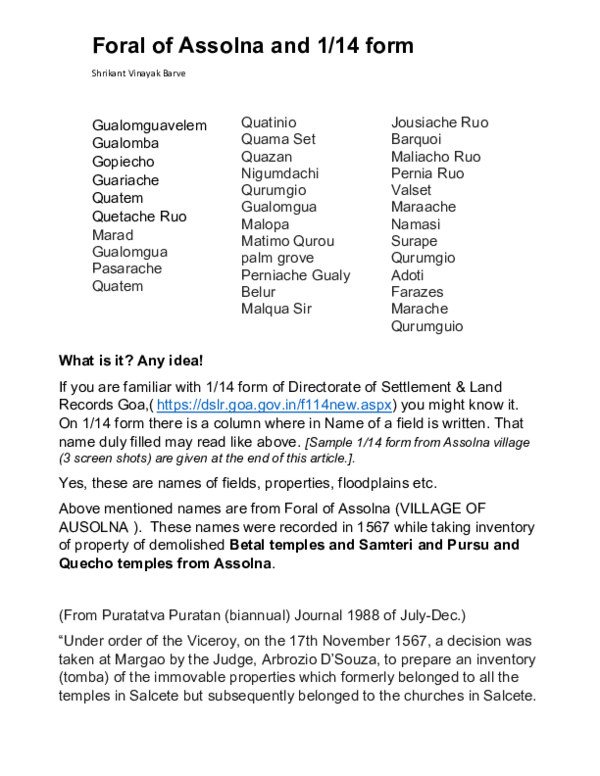 (PDF) Foral of Assolna and 1 by14 form. final