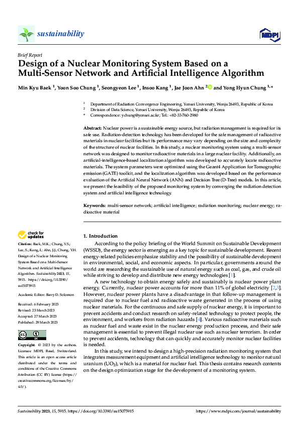 (PDF) Design of a Nuclear Monitoring System Based on a Multi-Sensor Network and Artificial ...