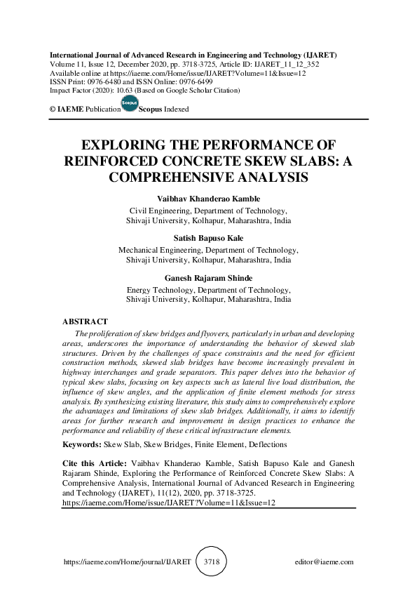 (PDF) EXPLORING THE PERFORMANCE OF REINFORCED CONCRETE SKEW SLABS: A ...
