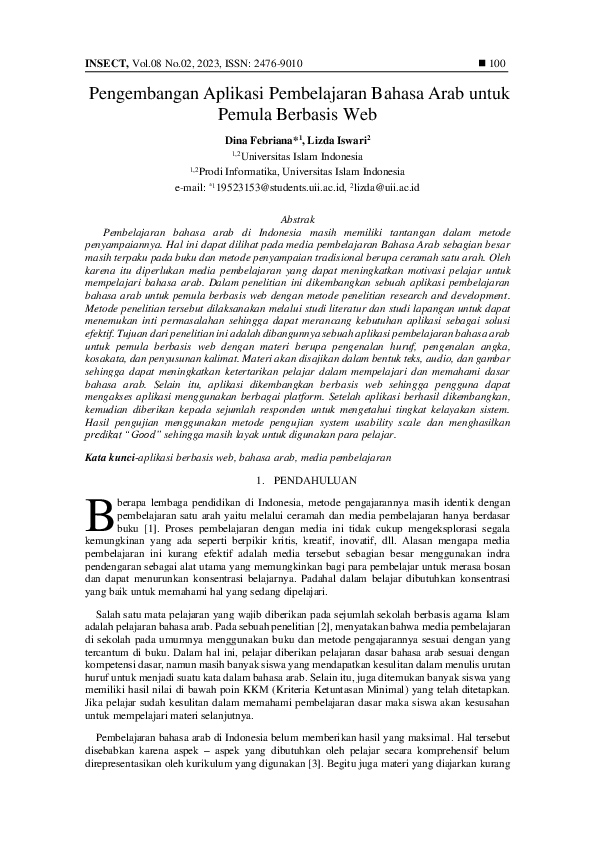 (PDF) Pengembangan Aplikasi Pembelajaran Bahasa Arab Untuk Pemula Berbasis Web