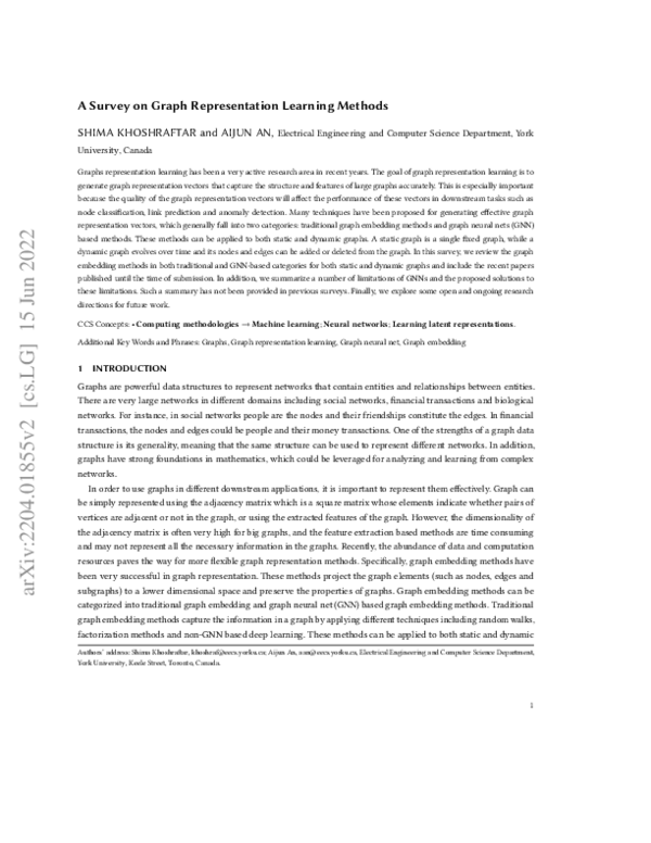 (PDF) A Survey on Graph Representation Learning Methods