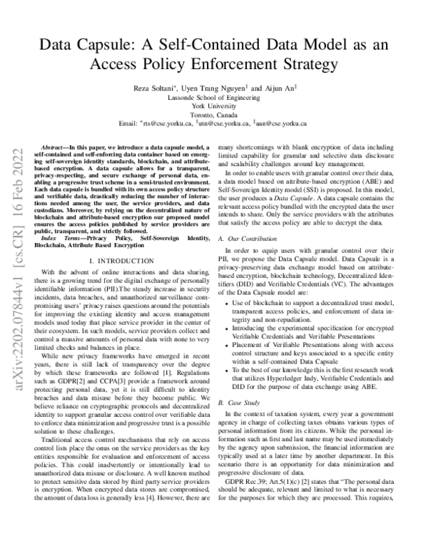 (PDF) Data Capsule: A Self-Contained Data Model as an Access Policy ...