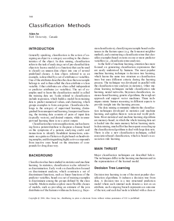 (PDF) Classification Methods