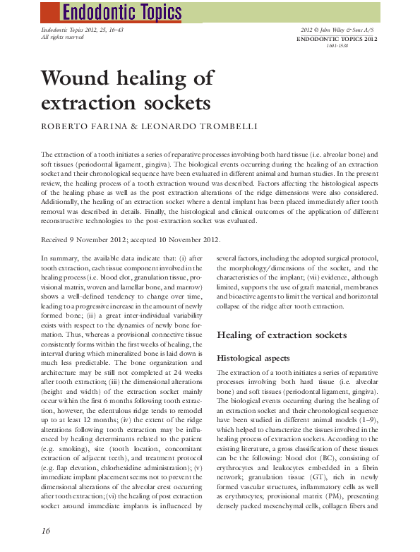 (PDF) Wound healing of extraction sockets