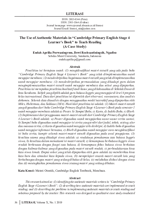 (PDF) The Use of Authentic Materials In “Cambridge Primary English ...