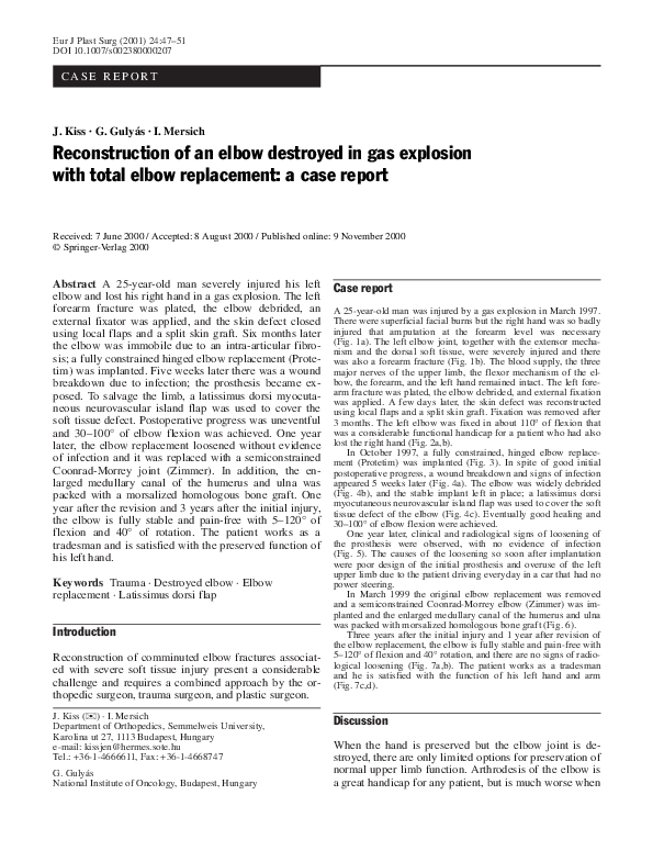 (PDF) Reconstruction of an elbow destroyed in gas explosion with total ...