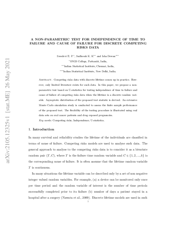 (PDF) A non-parametric test for testing independence between time to ...
